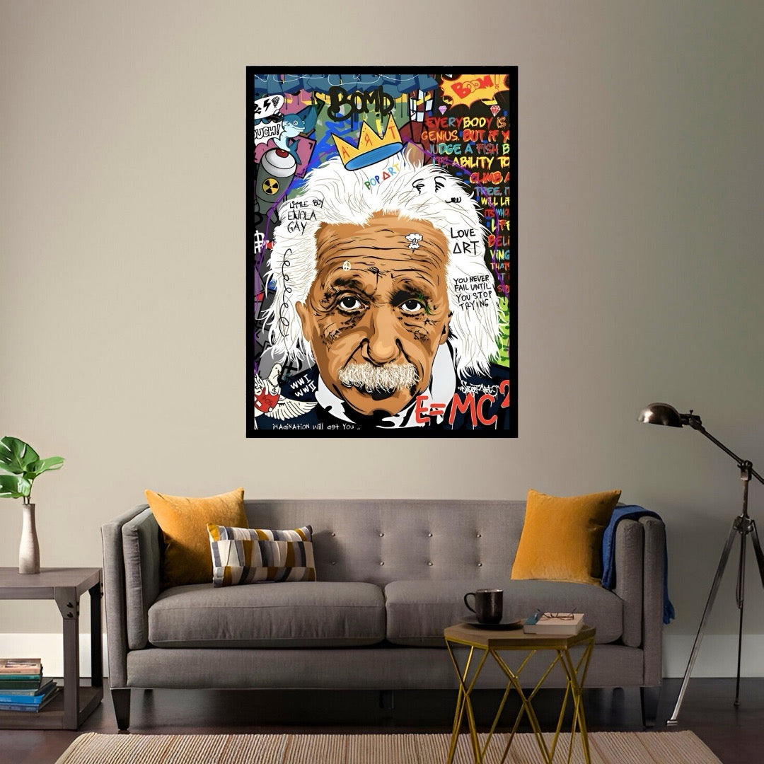 Albert Einstein Graffiti Art – Candid Apricot